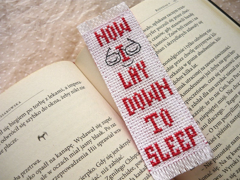 Cross Stitch Bookmark Now I Lay Down to Sleep Embroidered - Etsy