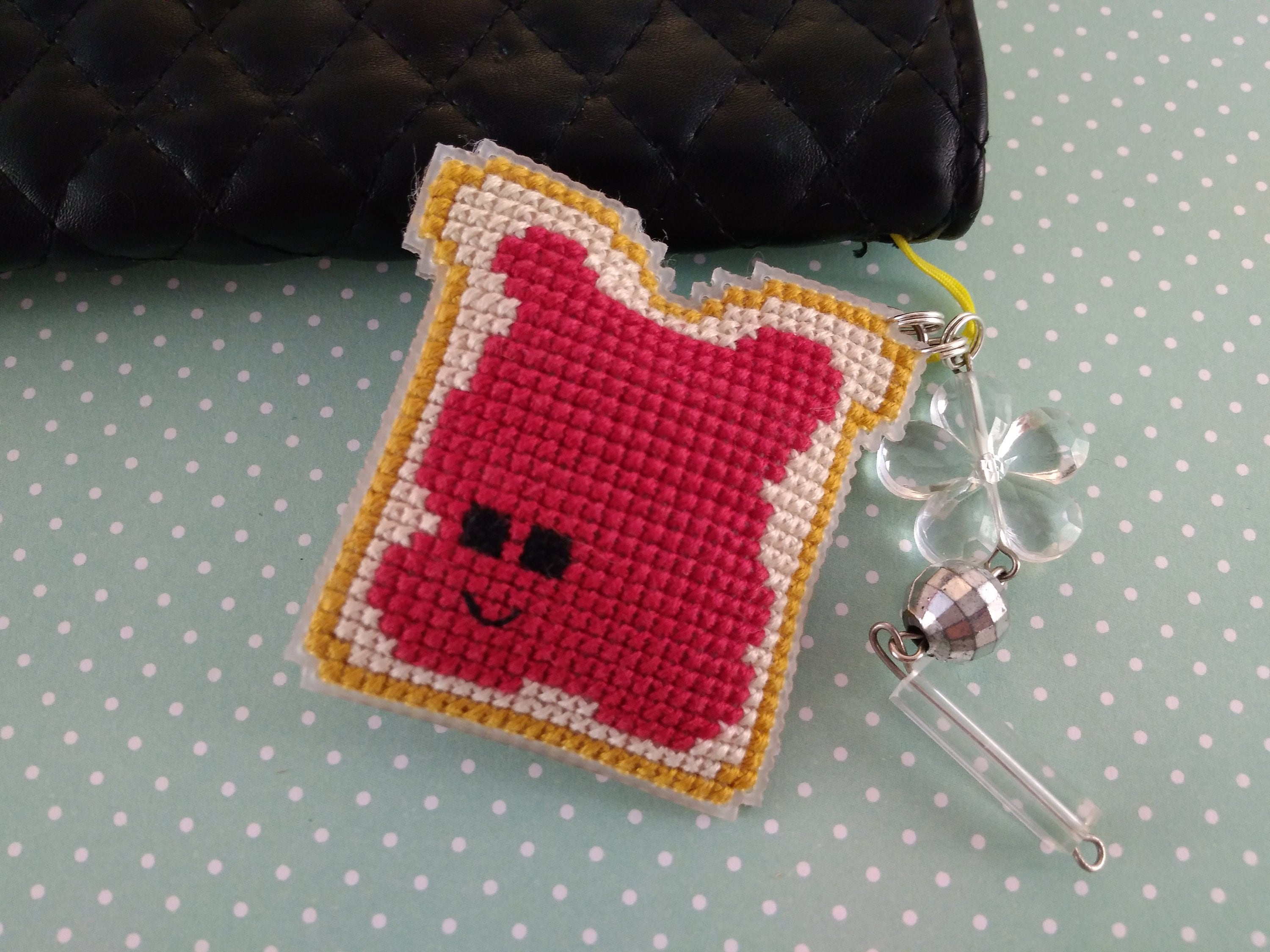 Cross Stitch Phone Charm Peanut Butter and Jelly Sandwich | Etsy