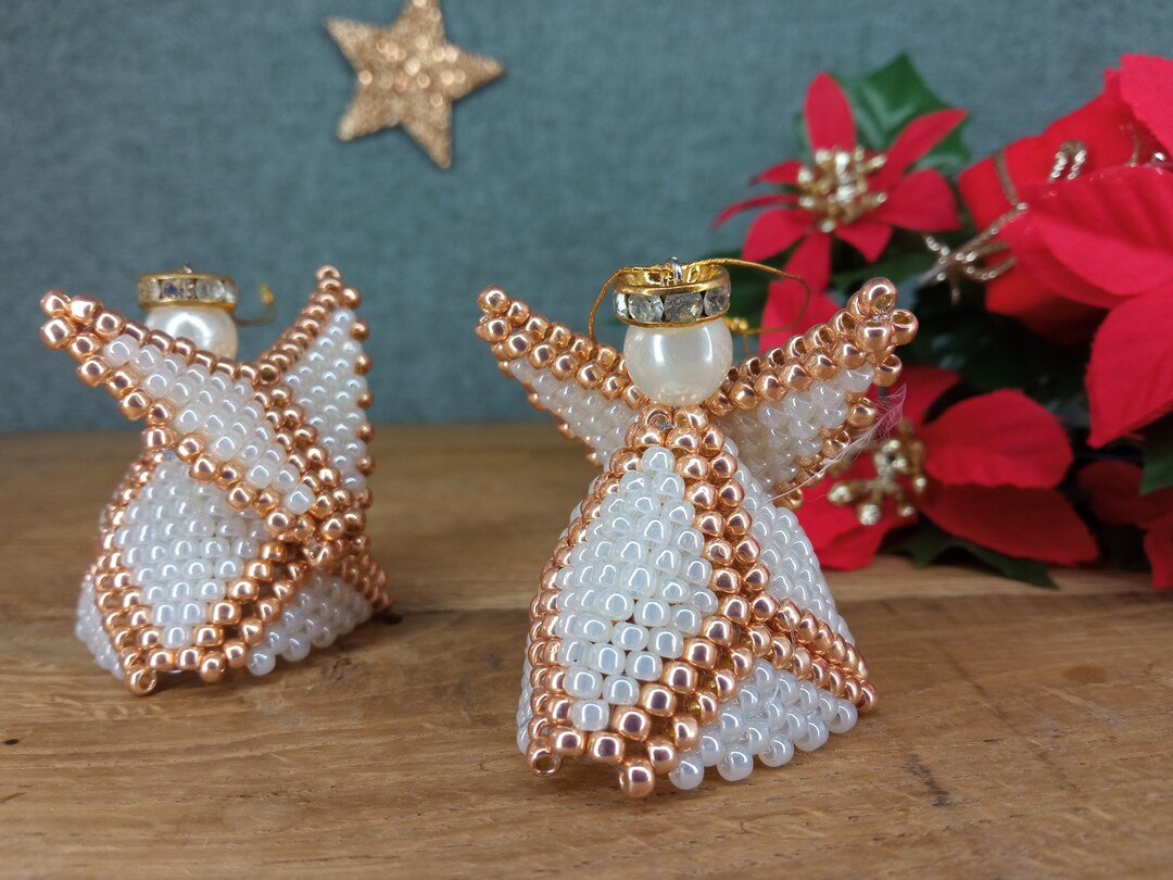 Mini 3D Beaded Christmas Angels, Tree Ornament, Holiday Decorations ...