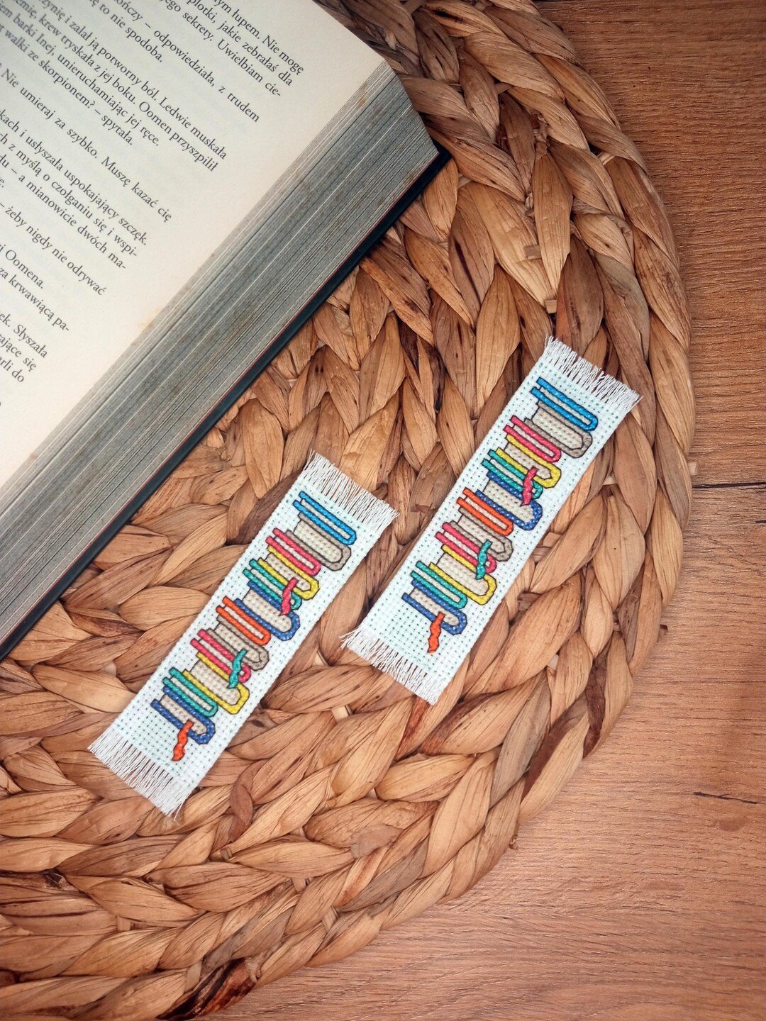 Cross Stitch Bookmark - Set of Two Matching Bookmarks, Embroidered ...
