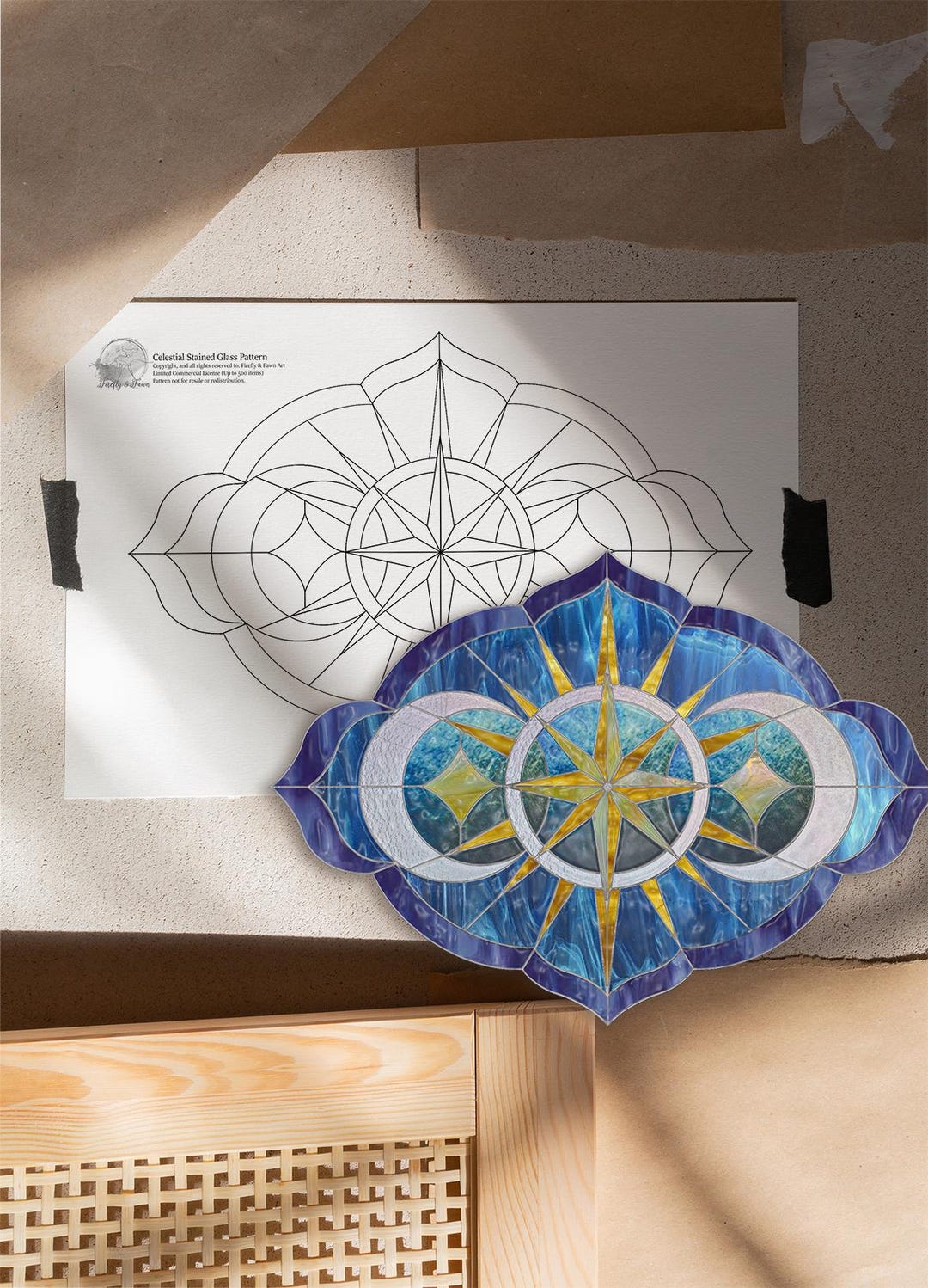 Celestial Stained Glass Large Panel Pattern. Stained Glass Pattern ...