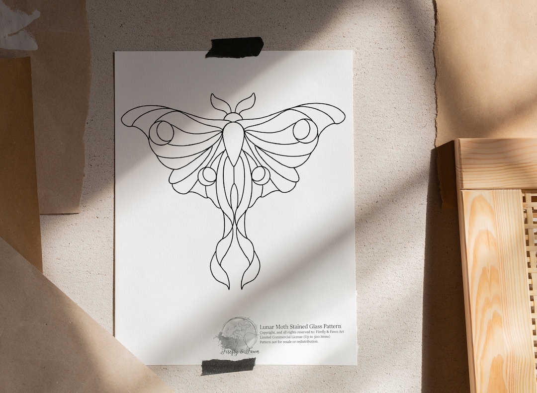 Lunar Moth Stained Glass Pattern. Intermediate 3D Stained Glass Pattern ...