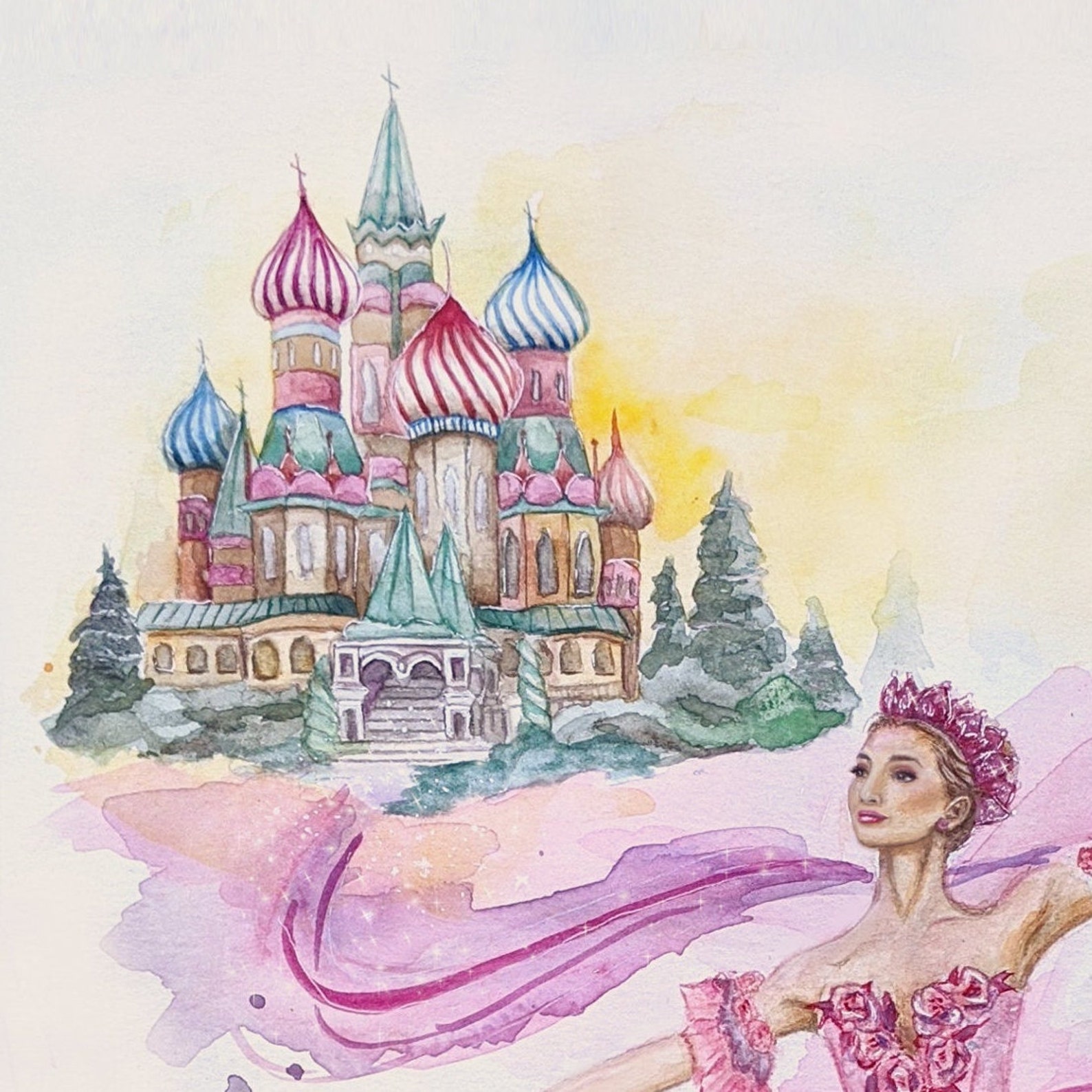 Nutcracker Sugar Plum Fairy Ballet Watercolor Print. Ballerina ...
