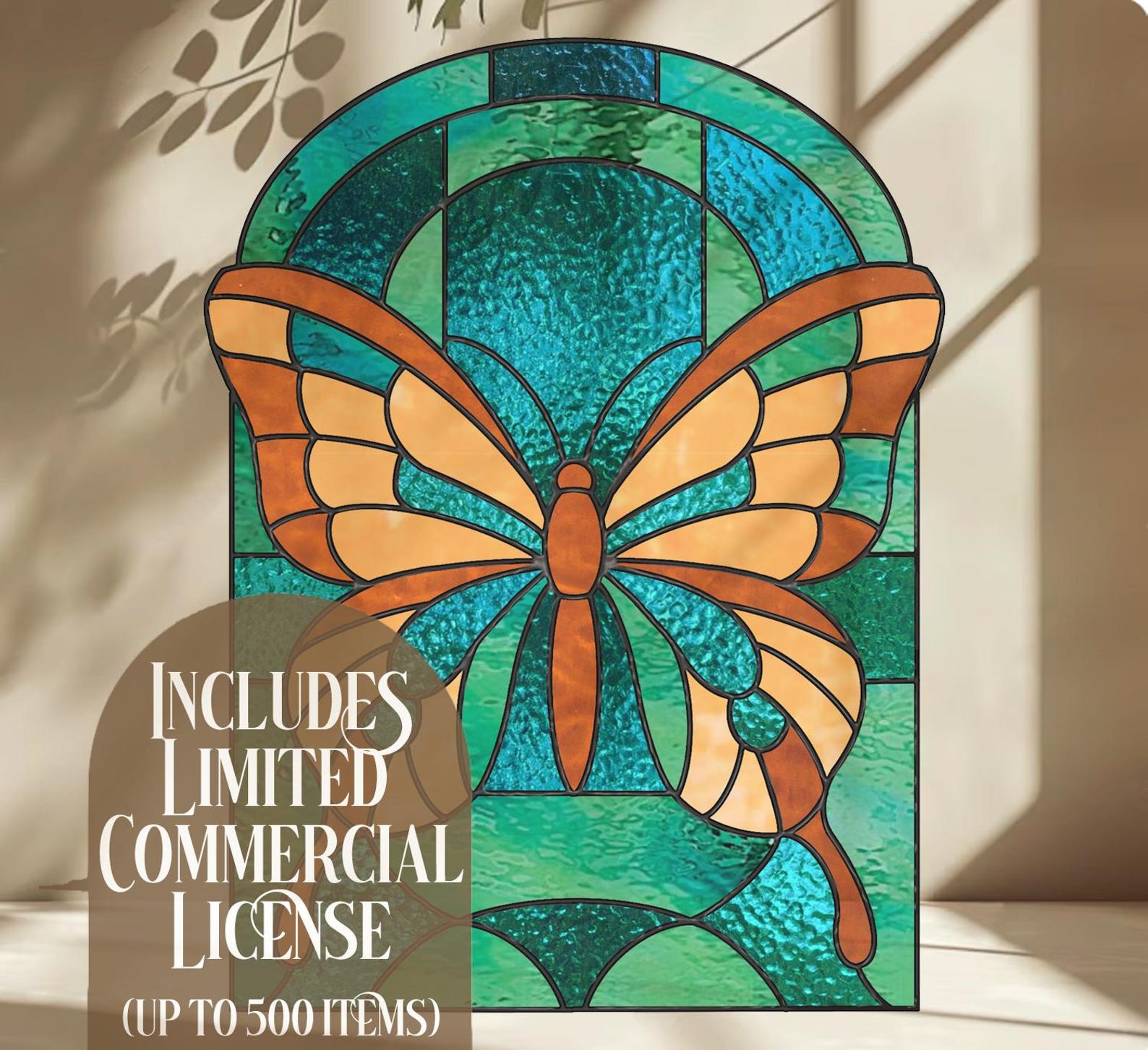 Butterfly and Arch Window Panel Stained Glass Pattern. PDF and PNG File ...