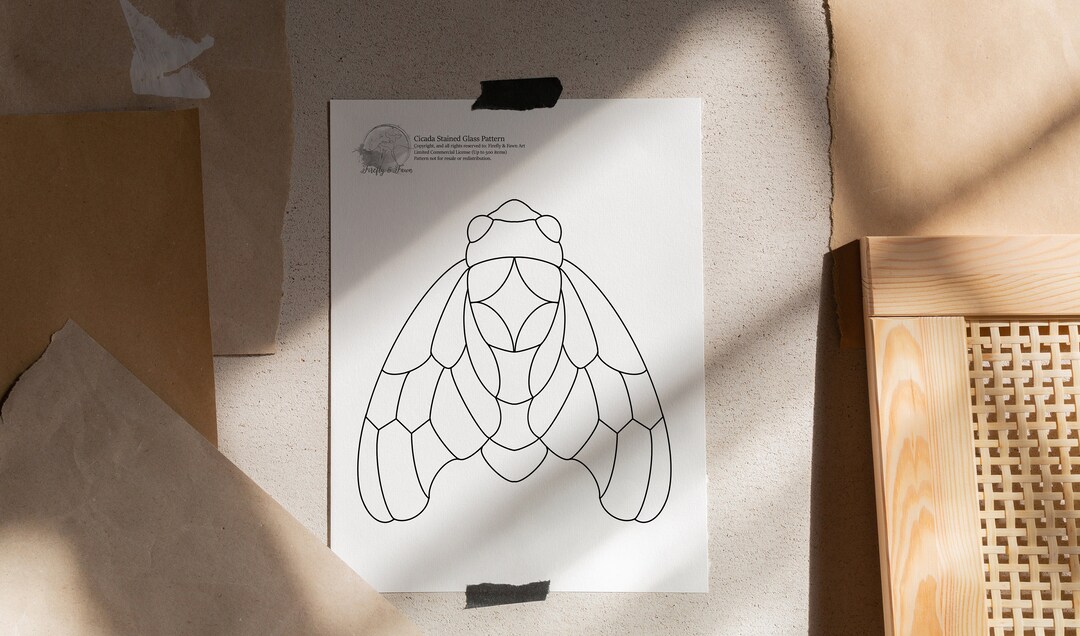 Cicada Stained Glass Pattern. Intermediate 3D Stained Glass Pattern ...