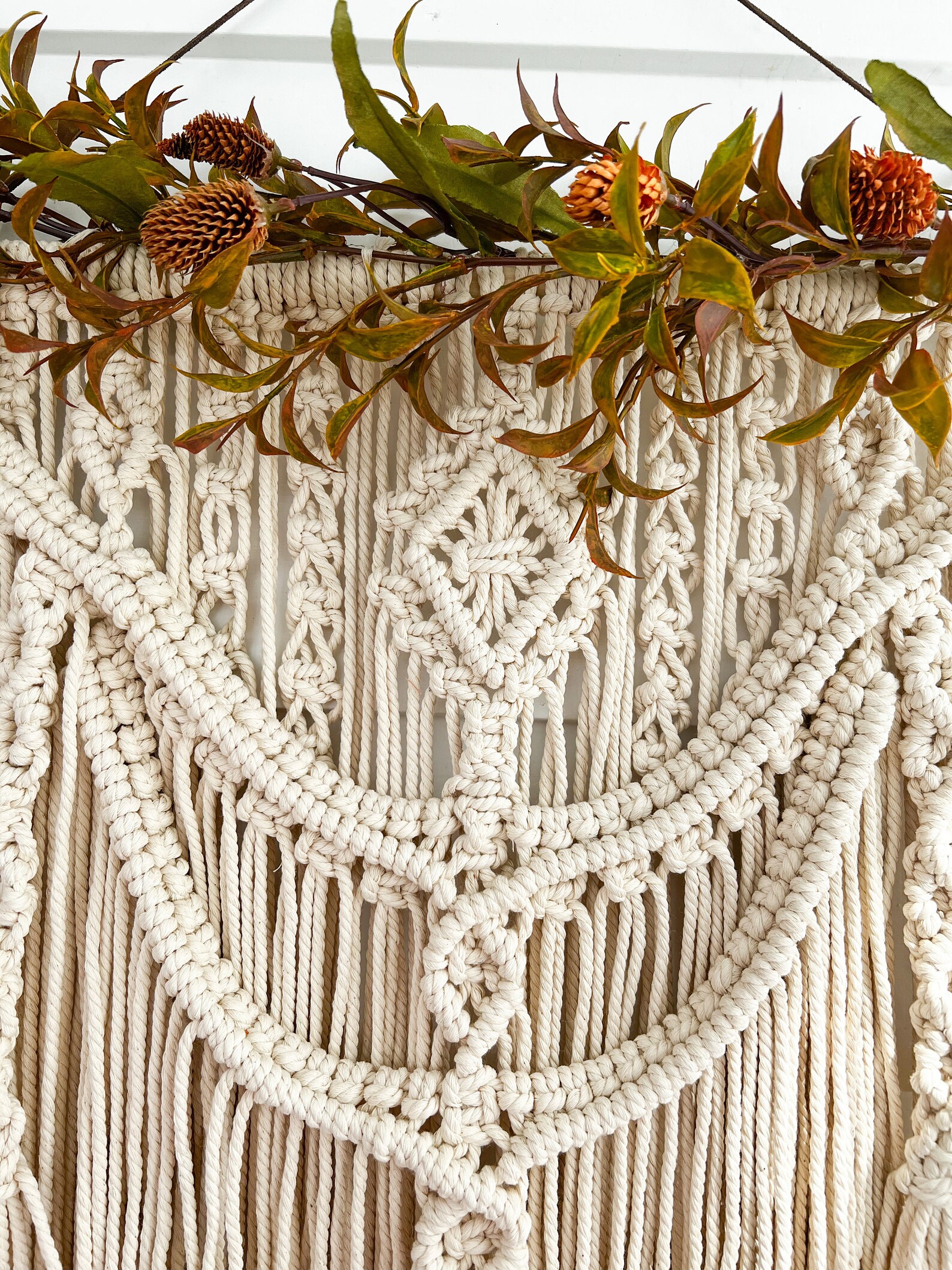 Large Handcrafted Macrame Boho Wall Hanging With Floral Accents - Etsy