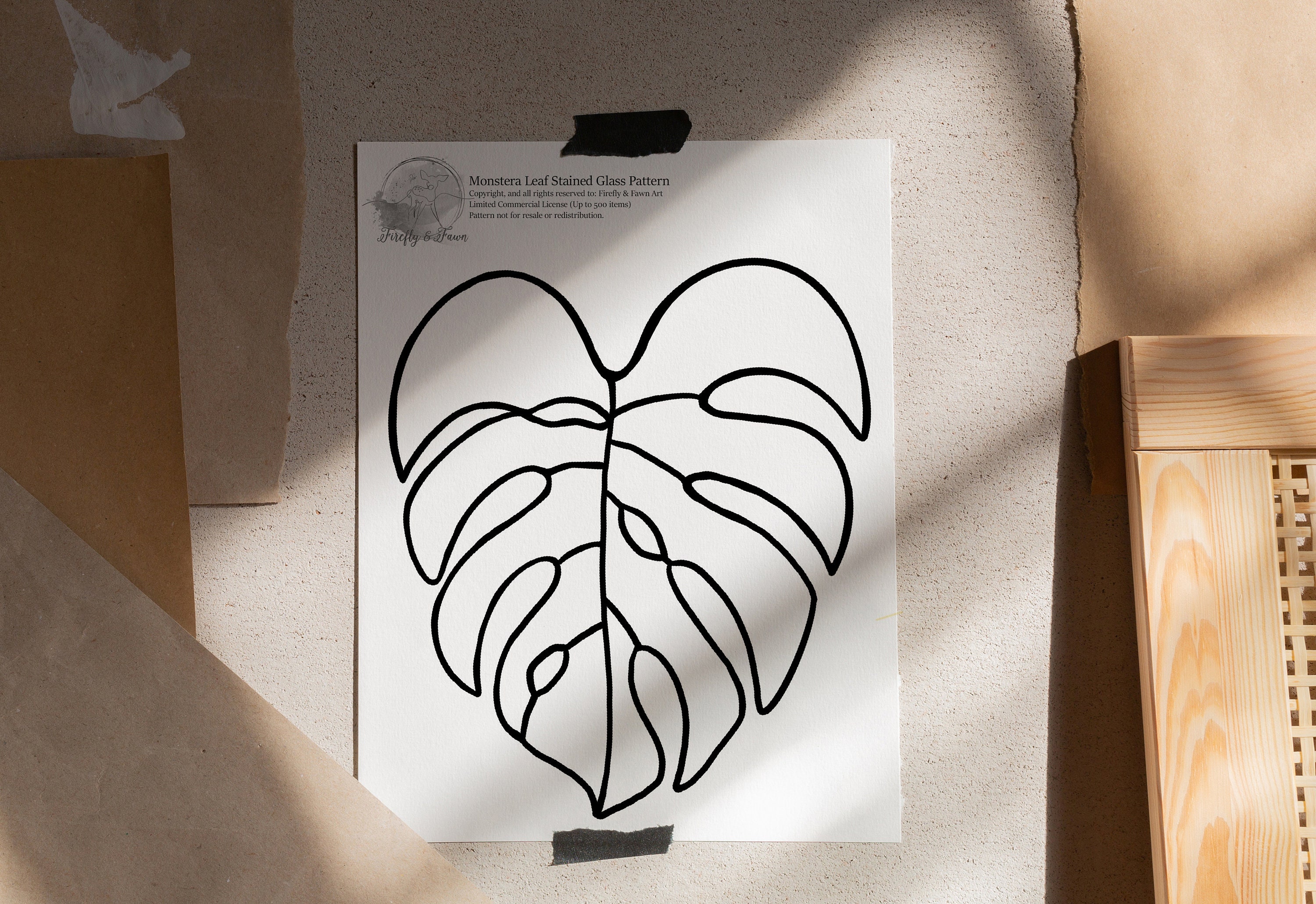 Monstera Leaf Stained Glass Pattern. Beginner Stained Glass Pattern ...