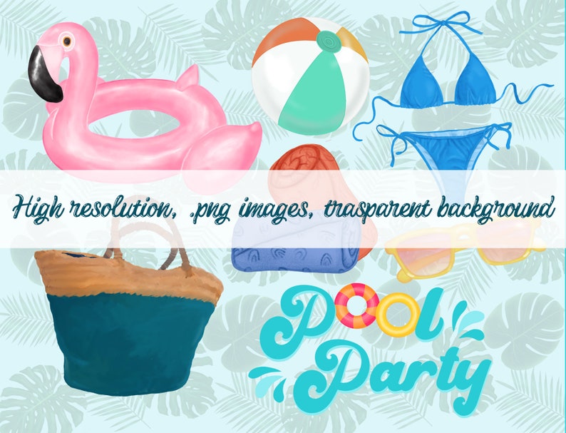 Summer Clipart Pool Party Clipart Swimming Clipart Summer - Etsy