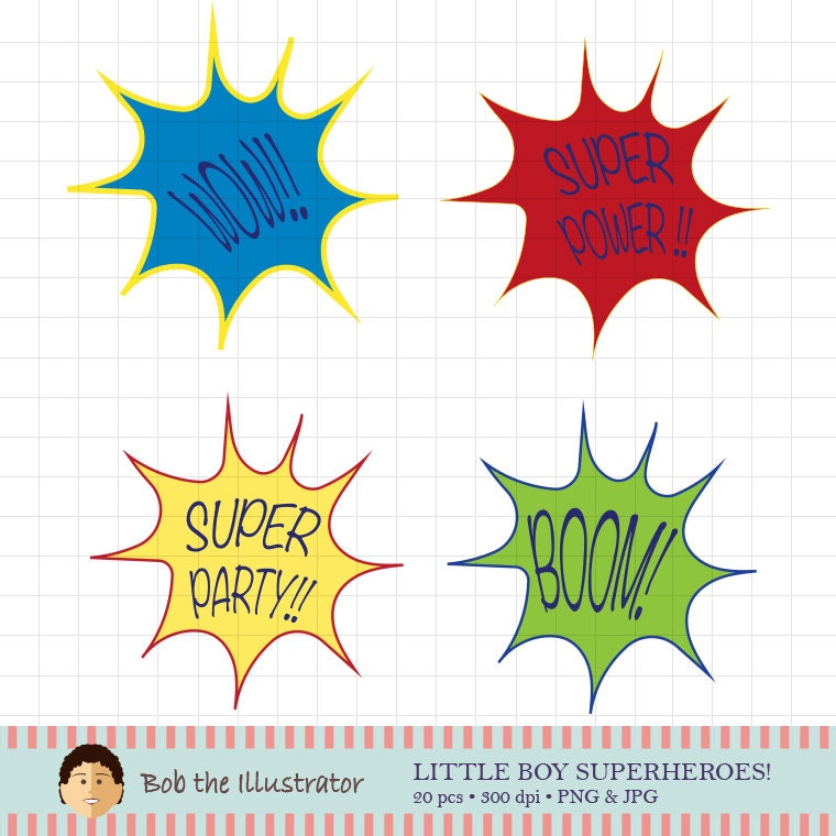 Boy Superhero Clip Art Super Hero Clipart, Party Clip Art Children's ...