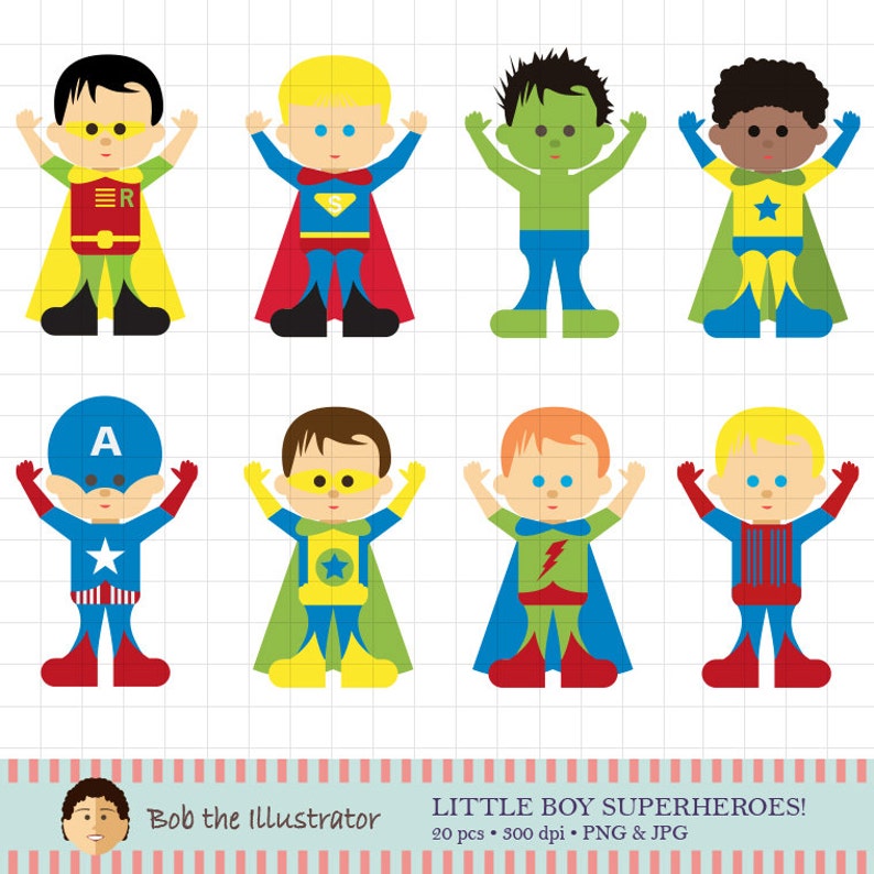 Boy Superhero Clip Art Super Hero Clipart, Party Clip Art Children's ...