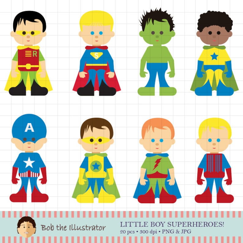 Boy Superhero Clip Art Super Hero Clipart, Party Clip Art Children's ...