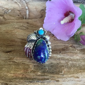 Bluebird Mine Azurite Malachite Ring~ Size 5~ Artisan Handmade Sterling ...