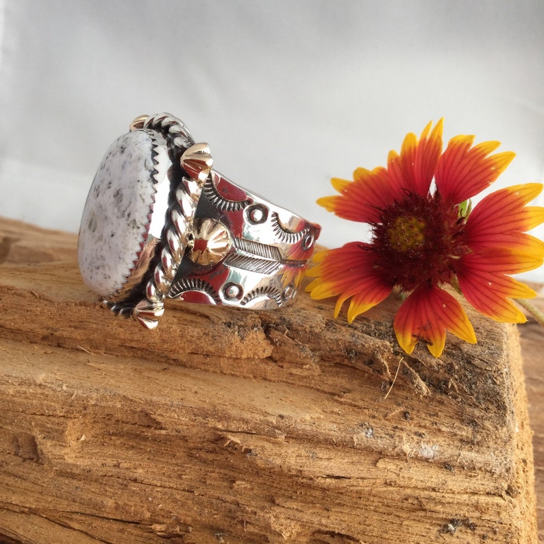 Mens White Buffalo Turquoise Ring With 14 Kt. Gold Stars/ - Etsy Mens White Buffalo Turquoise Ring With 14 Kt. Gold Stars/ - Etsy
