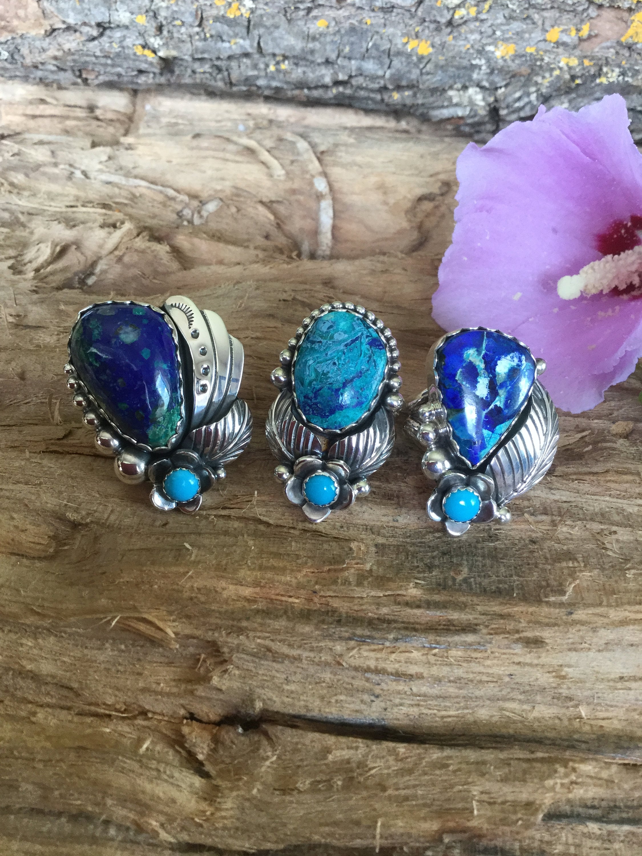 Bluebird Mine Azurite Malachite Ring~ Size 5~ Artisan Handmade Sterling ...