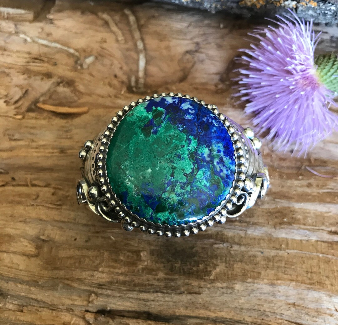Reservedfor CHARLENE Bluebird Mine Azurite Malachite Cuff Bracelet ...