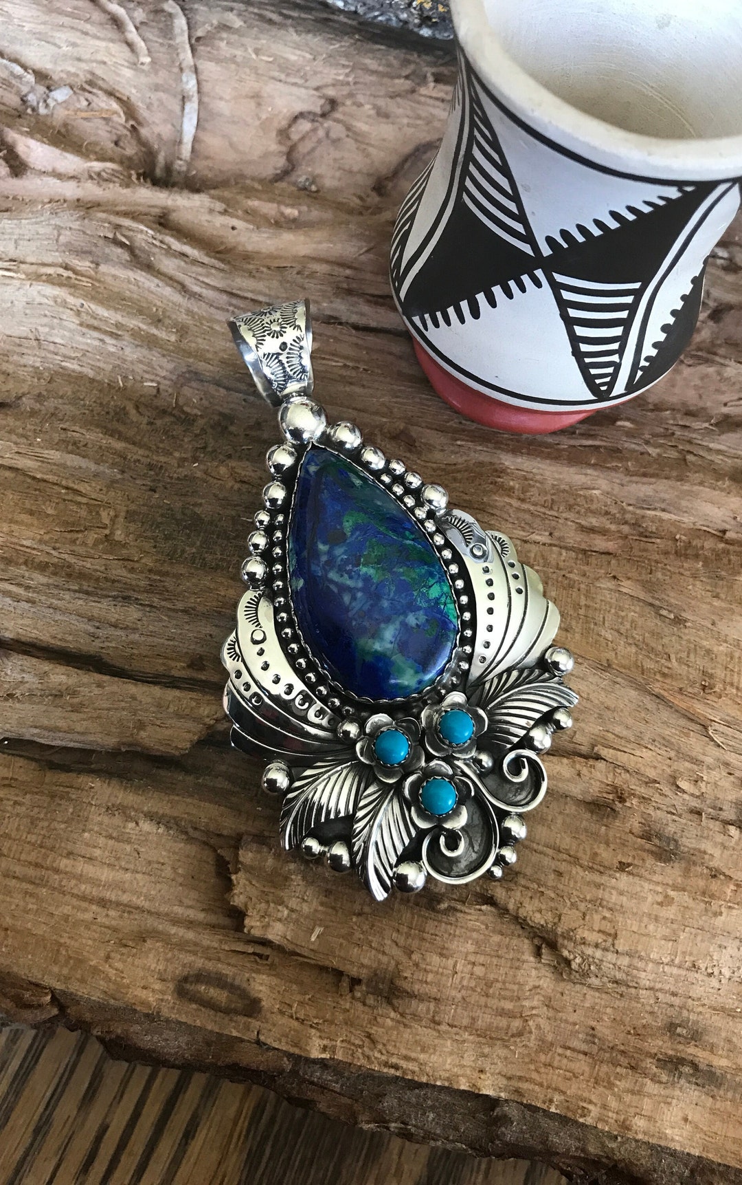 Bluebird Mine Azurite Malachite Huge Pendant~ Artisan Handmade ...