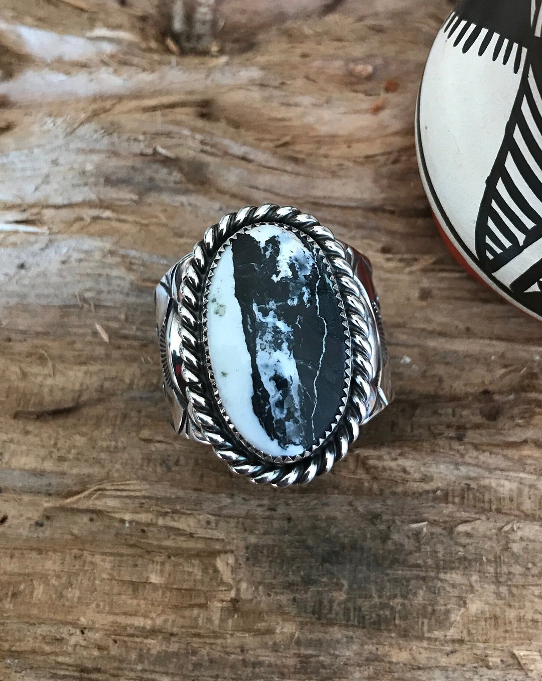 White Buffalo Turquoise Ring Artisan Handmadesterling Silver ...
