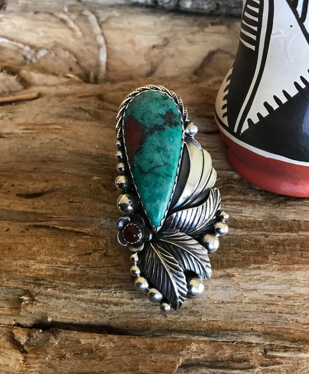 Sonoran Sunrise Chryscolla Statement Ring~ Artisan Handmade~ Bohochic~ Southwestern~ Sterling ...