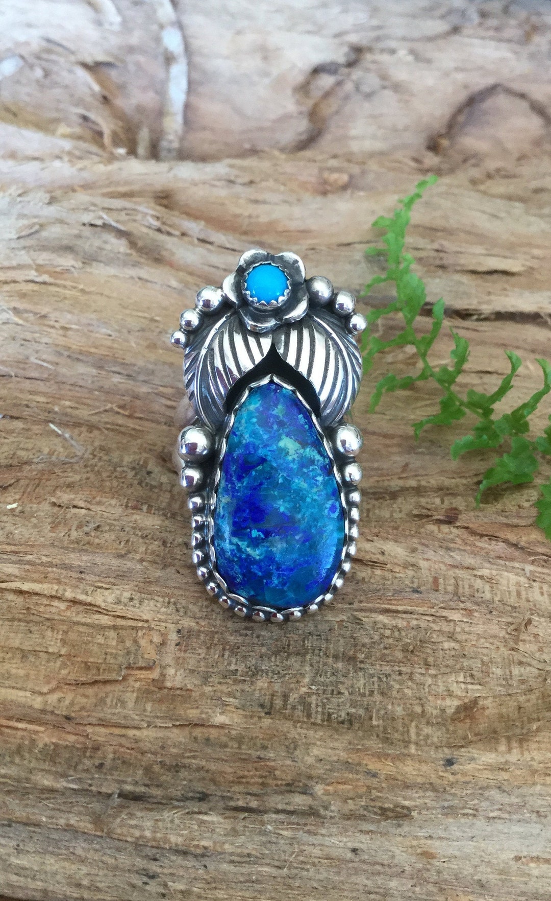 Bluebird Mine Azurite Ring~ Sterling Silver With a Sleeping Beauty ...