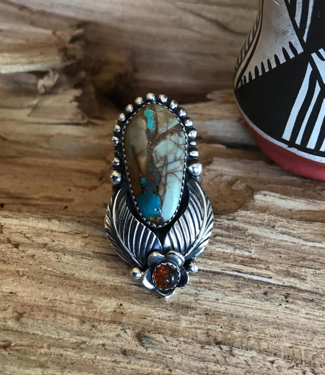 Royston Ribbon Turquoise Ring Sterling Silver Natural Turquoise Artisan ...