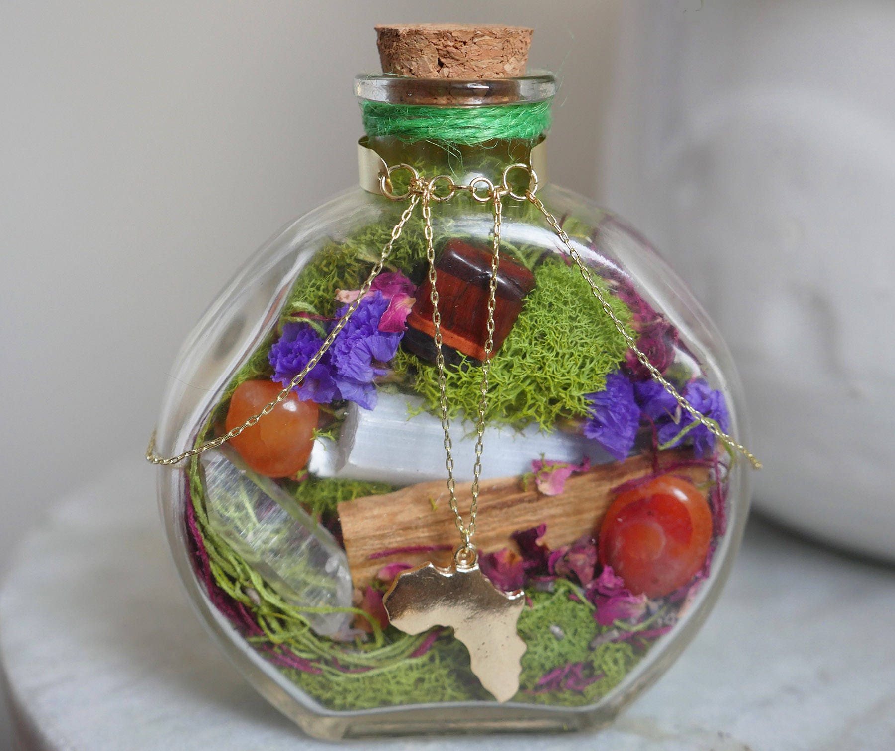 Warriors Wisdom Terrarium Crystal and Herb Jar Bohemian Altar Gift and ...