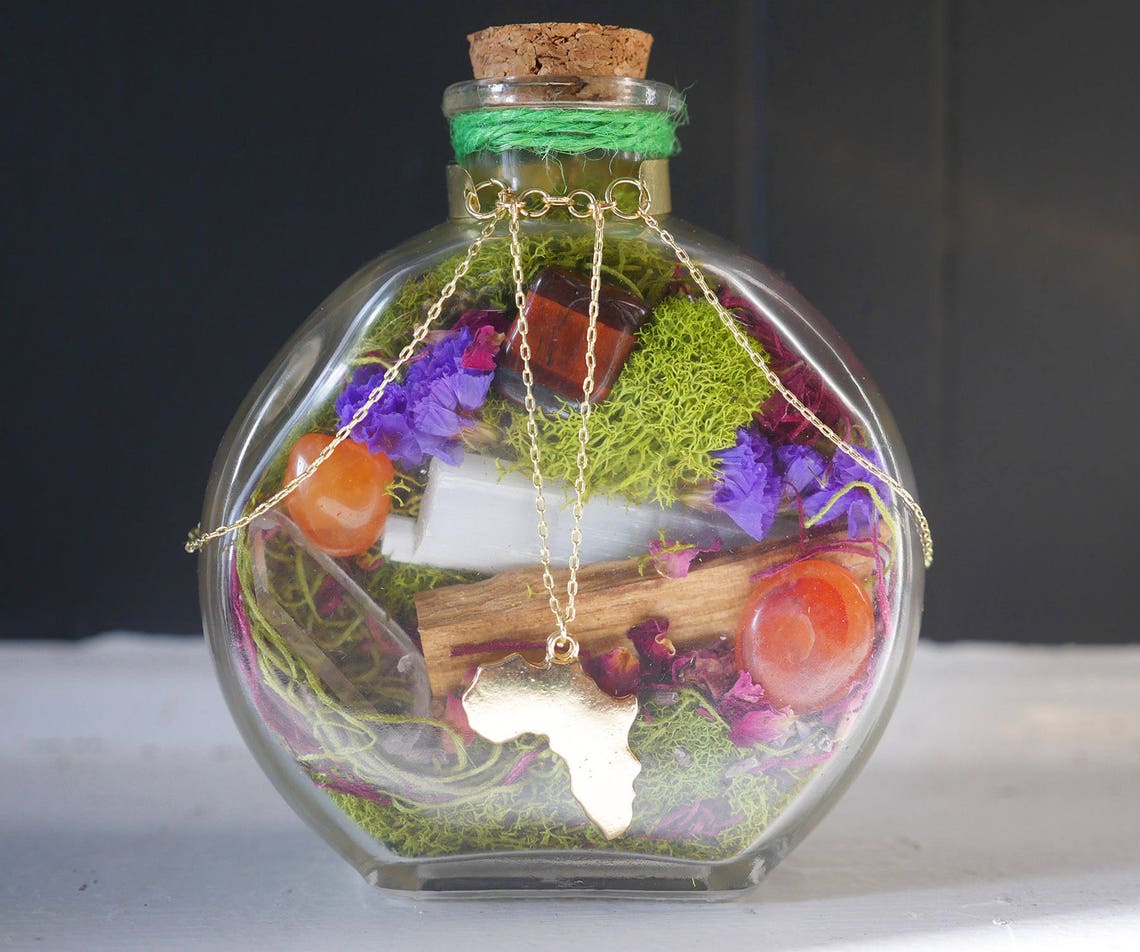 Warriors Wisdom Terrarium Crystal and Herb Jar Bohemian Altar Gift and ...