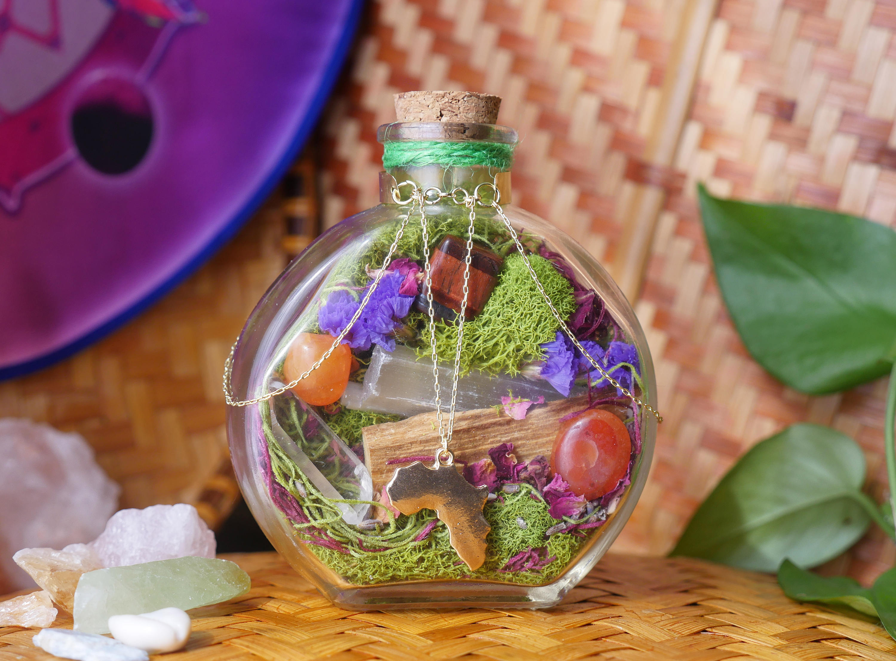 Warriors Wisdom Terrarium Crystal and Herb Jar Bohemian Altar Gift and ...