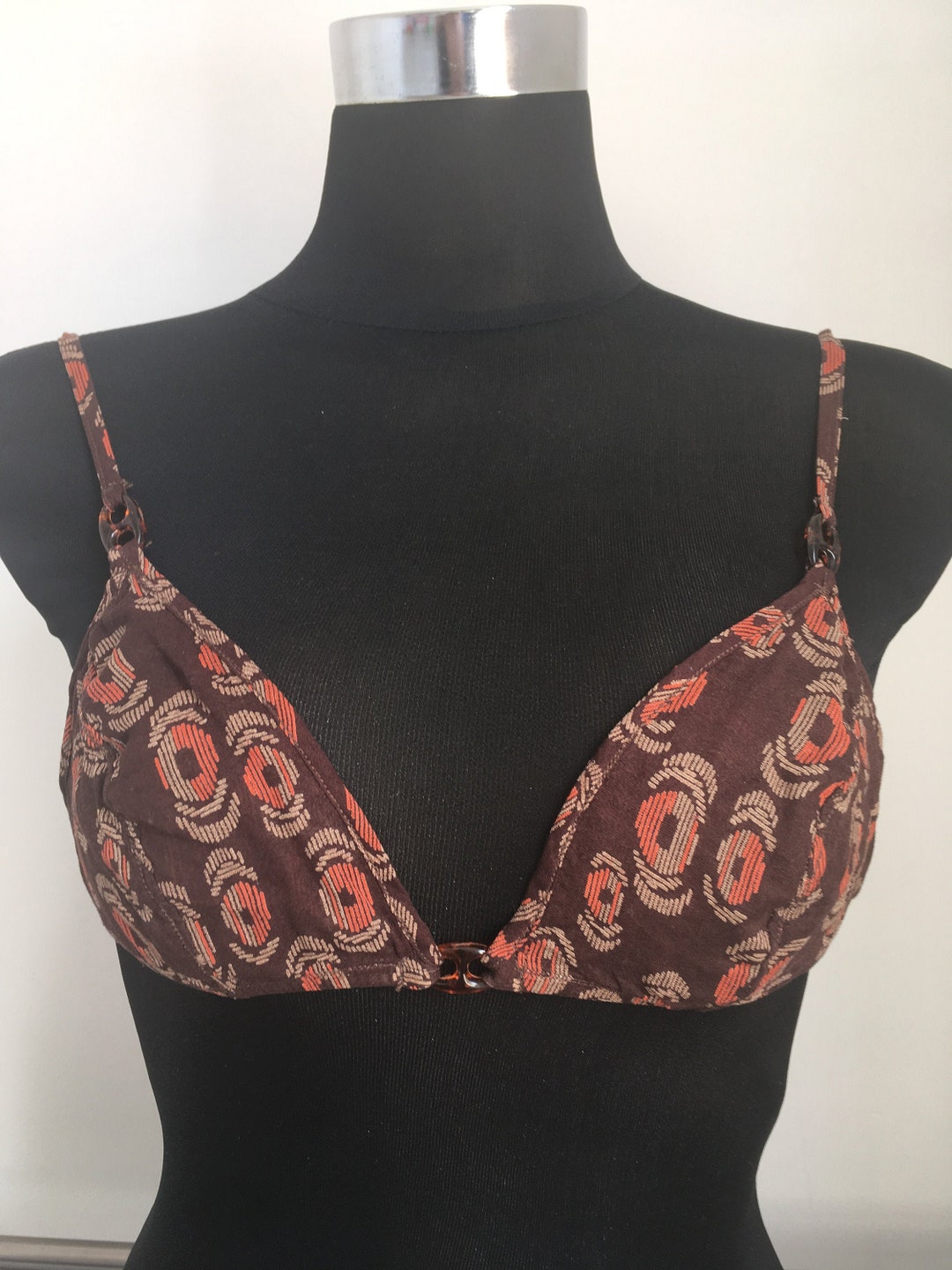 Vintage 60s Dead Stock Cotton Brown Bikini Bra Piece - Etsy UK
