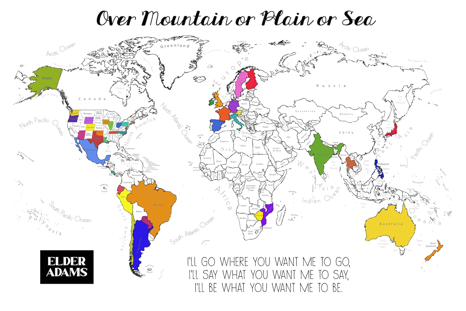 Missionary Map Print - Missionary Call Opening Coloring Poster - Called ...