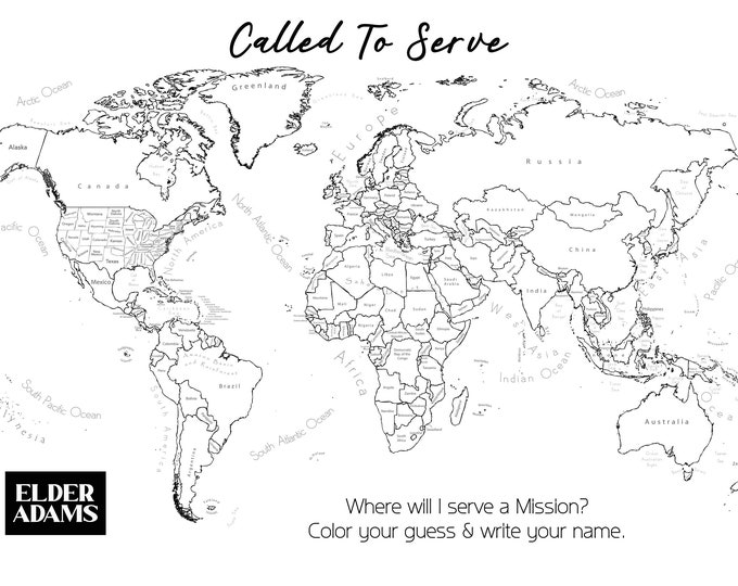 Missionary Map Print Missionary Call Opening Party Poster Called to ...