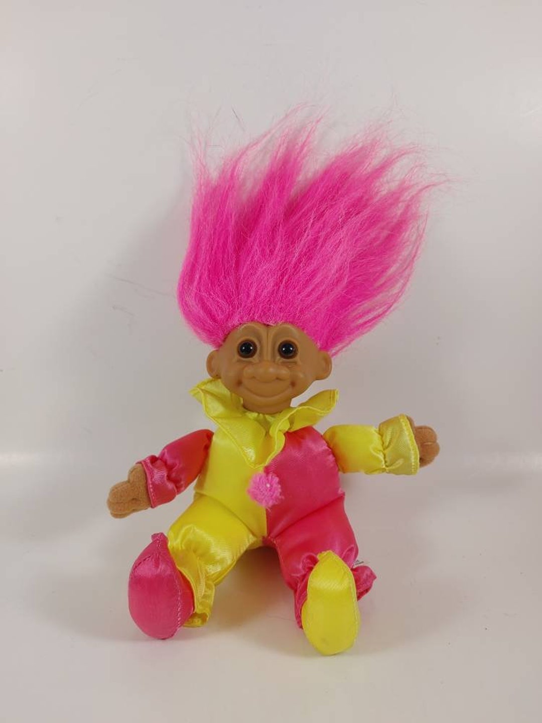 Vintage Clown Troll Plush in Pink and Yellow - Etsy