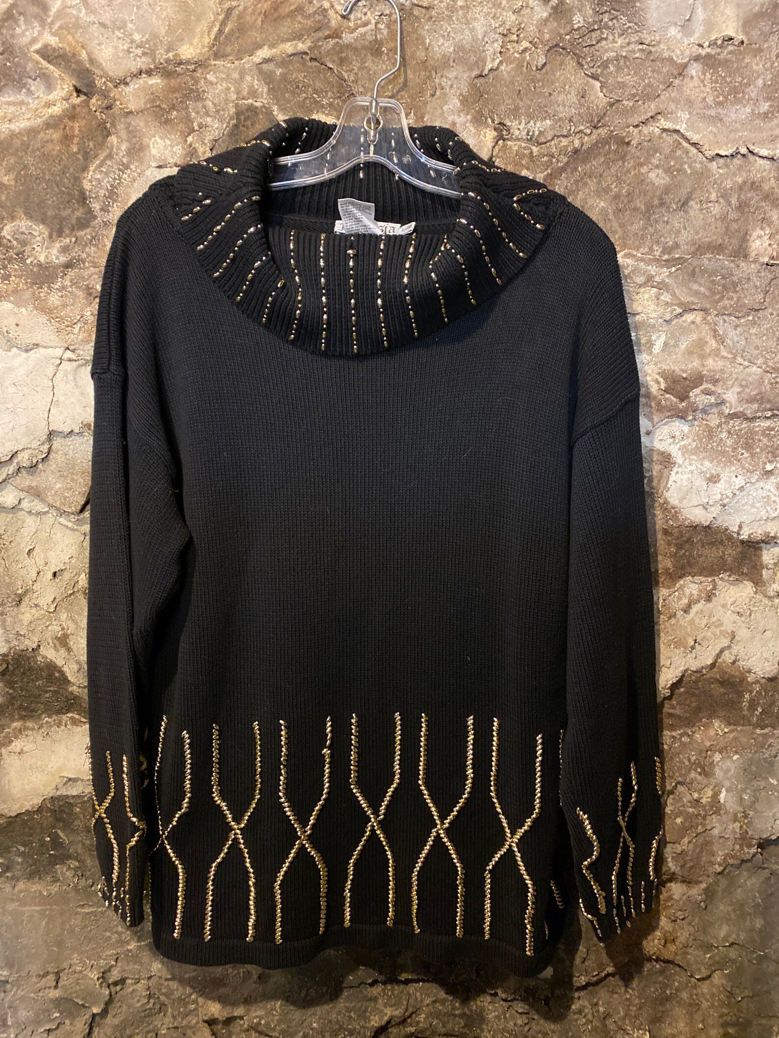 VINTAGE Black and Gold Knit Sweater | Etsy