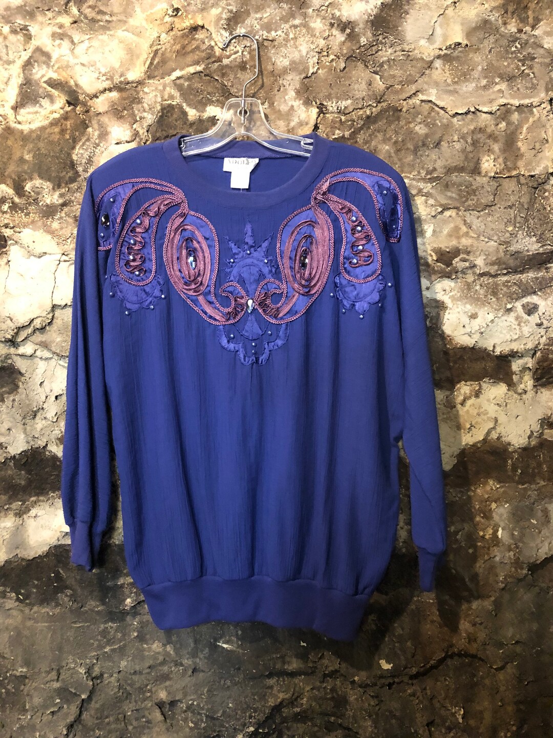 VINTAGE 80s Purple Bedazzled Sweater - Etsy