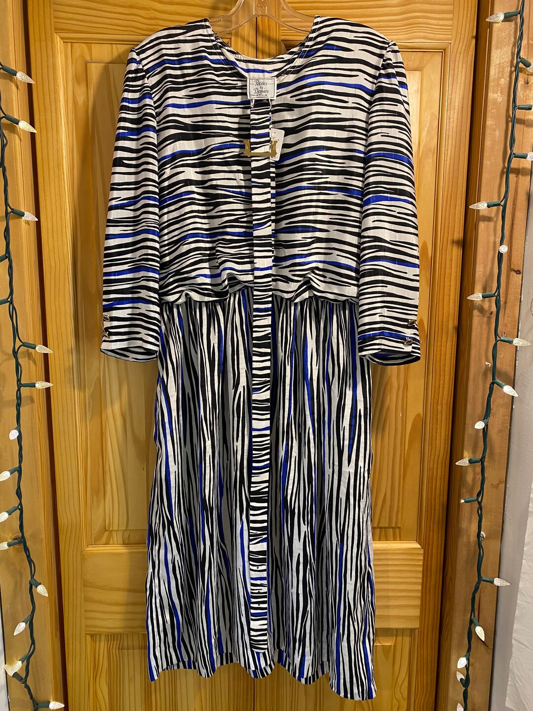 VINTAGE Zebra Pattern Dress With Blue - Etsy