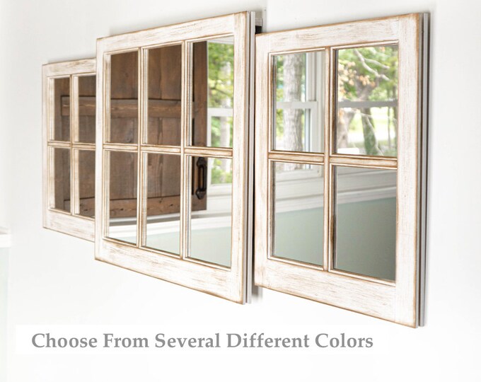 Mirrored Window Frame, Farmhouse Window Frame With Mirror - Etsy