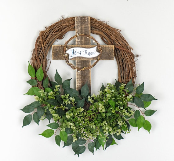 Spring Wreath With Cross Easter Wreath Resurrection Wreath - Etsy