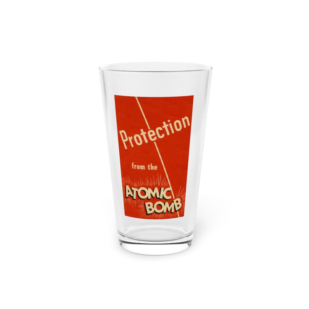 Retro Atomic Bomb Protection Pint Glass: Vintage Bar Decor - Etsy