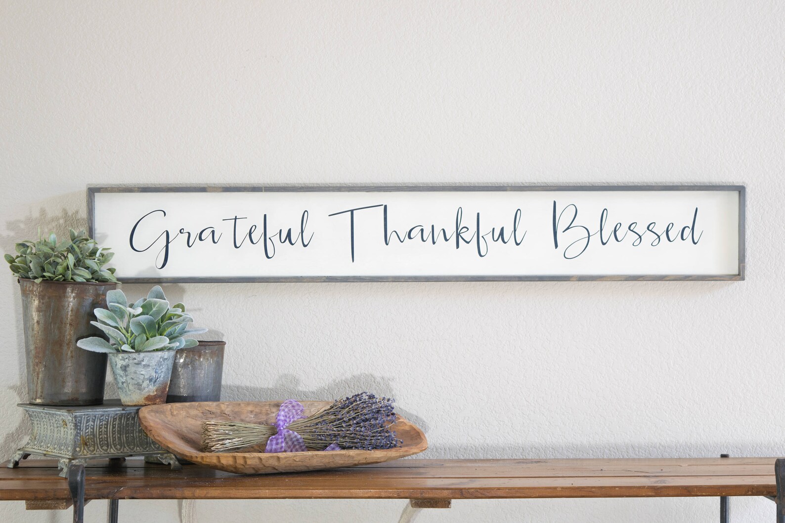 Grateful Thankful Blessed Sign, Large Wood Grateful Thankful Blessed ...