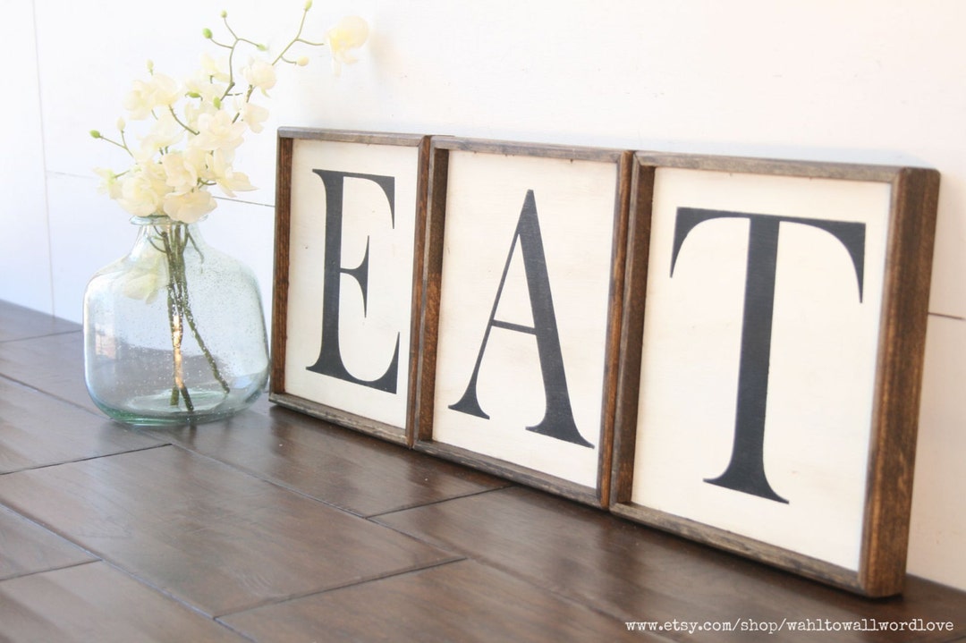 Eat Wood Letter Sign, Farmhouse Kitchen Wood Sign, Wooden Letter Signs ...