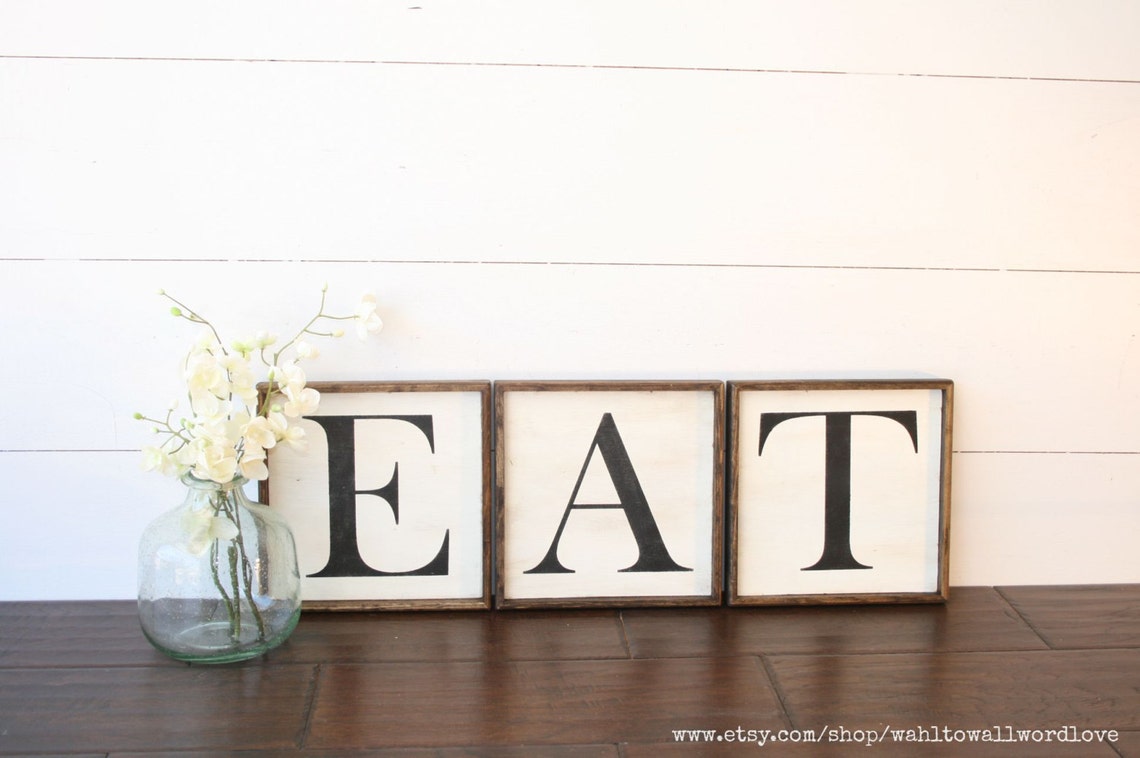 Eat Wood Letter Sign, Farmhouse Kitchen Wood Sign, Wooden Letter Signs ...