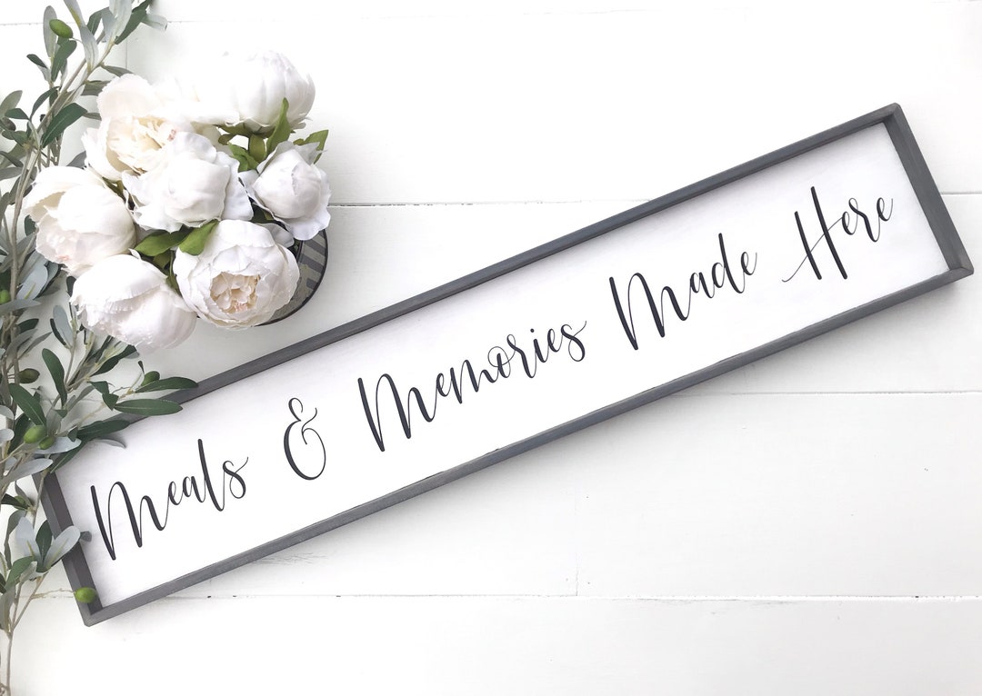 Meals and Memories Made Here Wood Sign, Kitchen Wall Decor, Dining Room ...