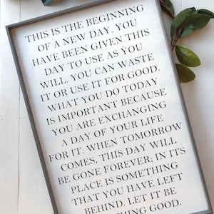 This is the Beginning of a New Day Quote Wood Sign, New Day Wooden Sign ...
