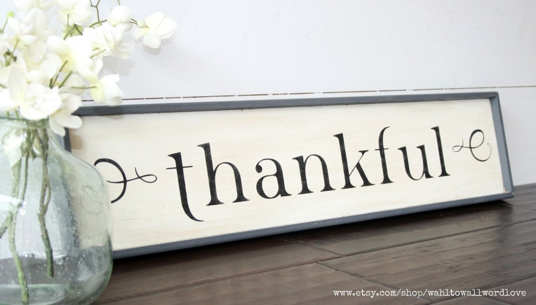 Thankful Sign, Wood Thankful Sign, Wooden Thankful Wall Art, Gallery ...