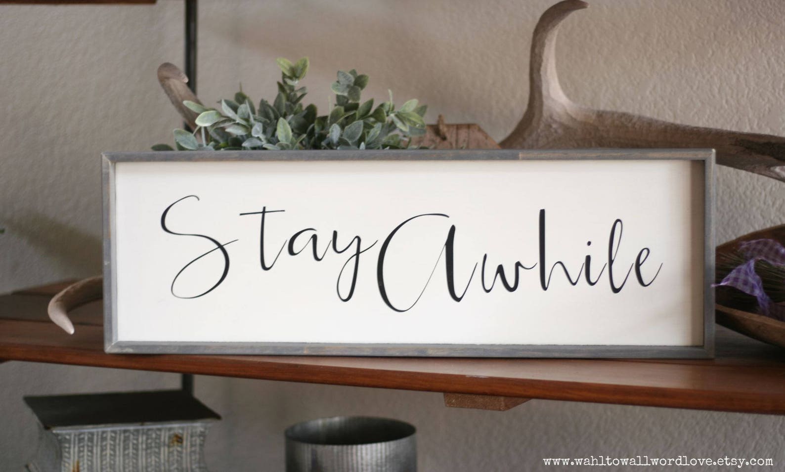 Stay Awhile Wood Sign, Stay Wooden Sign,, Rustic Wooden Home Wall Decor ...