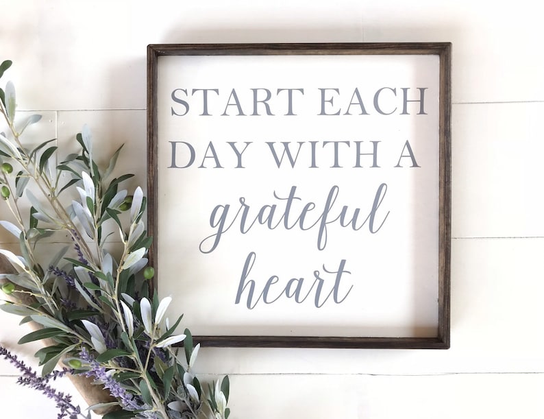 Start Each Day With a Grateful Heart 12x12 Wood Sign Custom - Etsy