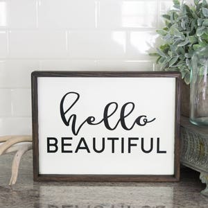 Hello Beautiful, Hello Wood Sign, Beautiful Wood Sign, Bath Decor ...