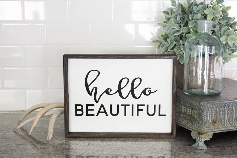 Hello Beautiful Hello Wood Sign Beautiful Wood Sign Bath | Etsy