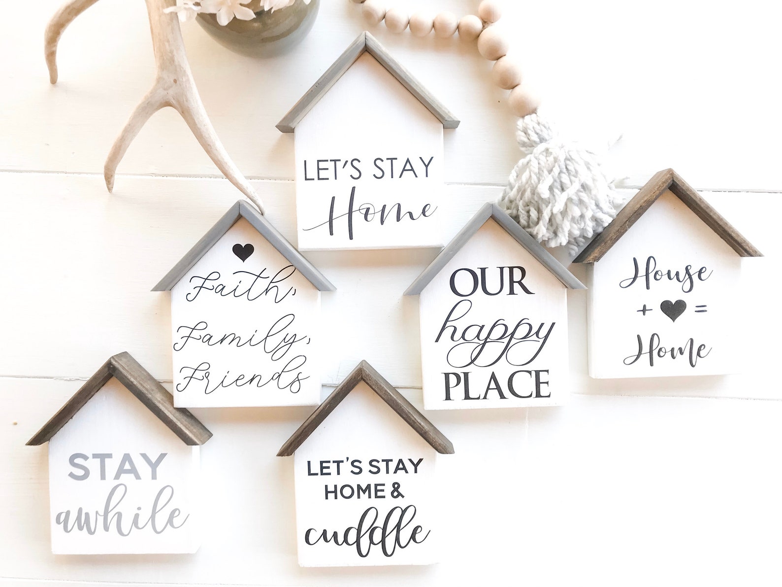 Mini House Home Quote Sign With Roof Tiered Tray Decor - Etsy