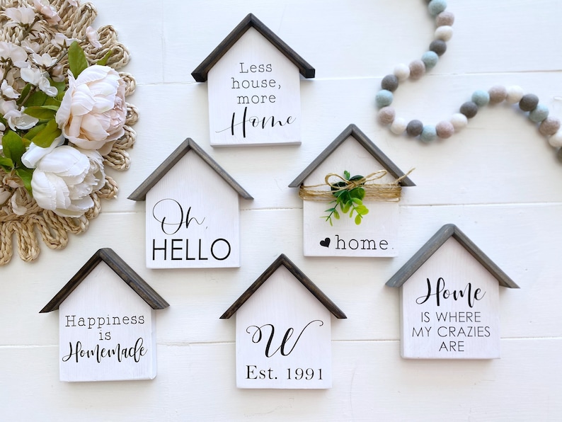 Mini House Home Quote Sign With Roof Tiered Tray Decor | Etsy