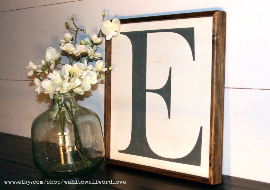 Wood Number Sign, Letter Sign, 12 by 12, Framed Letter, Rustic Painted ...